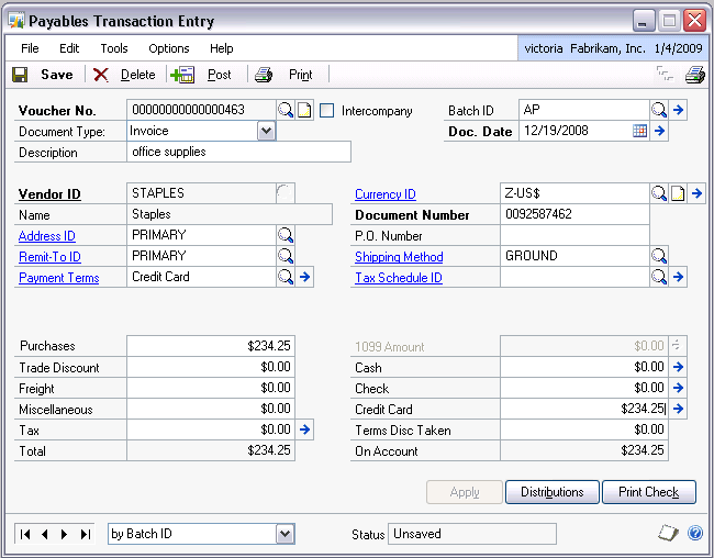 | Using credit cards to pay vendors in Dynamics GPVictoria Yudin